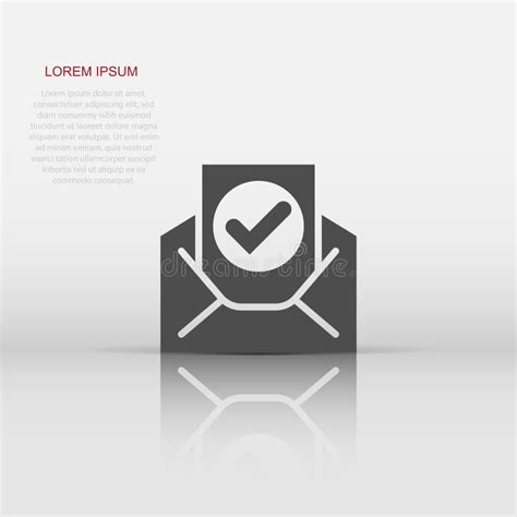 Envelope With Confirmed Document Icon In Flat Style Verify Vector