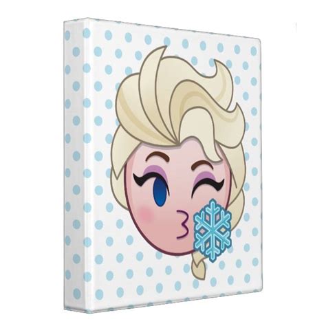 Frozen Emoji Elsa Throwing A Kiss 3 Ring Binder Zazzle White