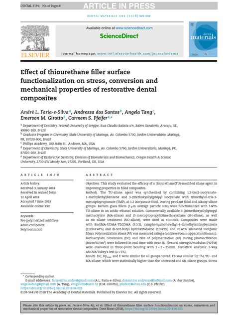 Effect Of Thiourethane Filler Surface Functionalization On Stress