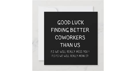 Colleague Leaving Coworker Leaving Funny New Job Note Card Zazzle