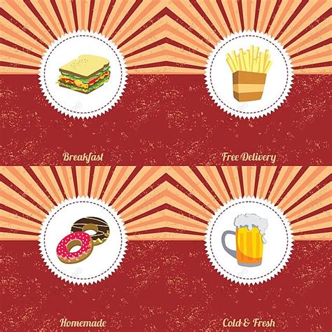 Vintage Food Theme Radial Dinner Vector Vector Radial Dinner Vector