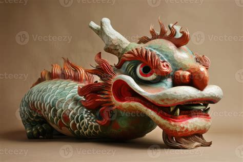 Traditional Chinese Dragon Sculpture On Beige Background 47332124 Stock
