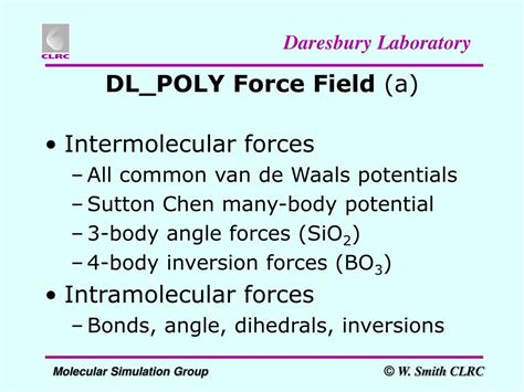 ppt the dl poly molecular dynamics simulation package powerpoint