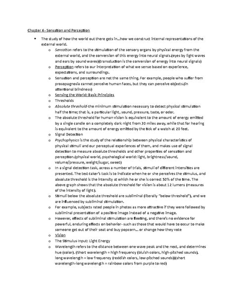 Psych Lecture Notes Chapter 6 Chapter 6 Sensation And Perception The