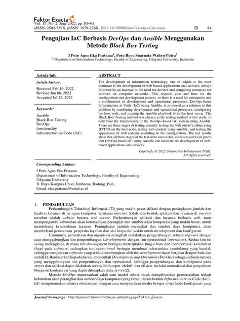 Pengujian Iac Berbasis Devops Dan Ansible Menggunakan Metode Black Box