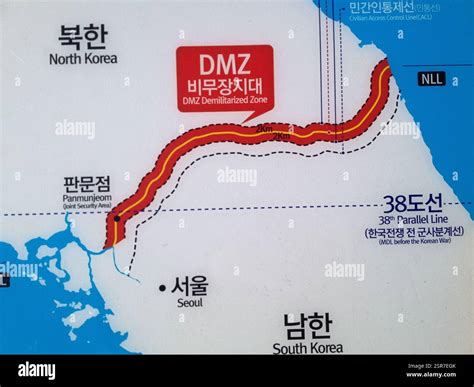 Korean Demilitarized Zone Map Yellow Line Dmz Red Line Military
