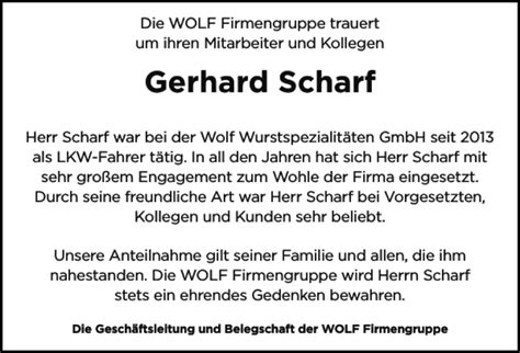 Traueranzeigen Von Gerhard Scharf Mittelbayerische Trauer