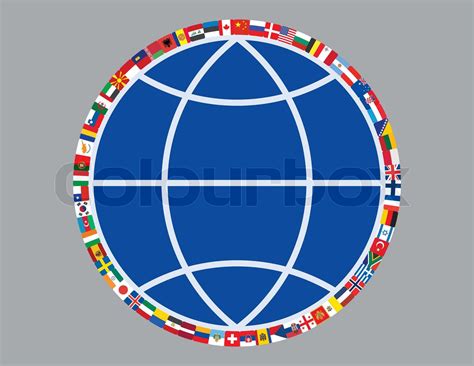 Flaggen Um Zeichen Des Globus Vektor Illustration Stock Vektor Colourbox