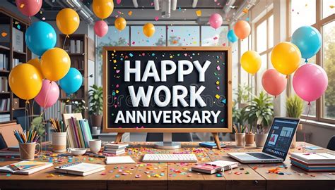 Professional Office Setting Decorated For A Happy Work Anniversary