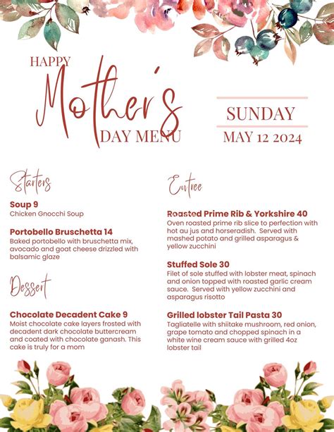 Mothers Day Dinner Menu At One Eyed Jack Restaurant And Bar Toronto