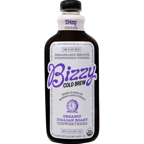 Bizzy Cold Brew Organic Cold Brew Coffee Italian Roast Unsweetened