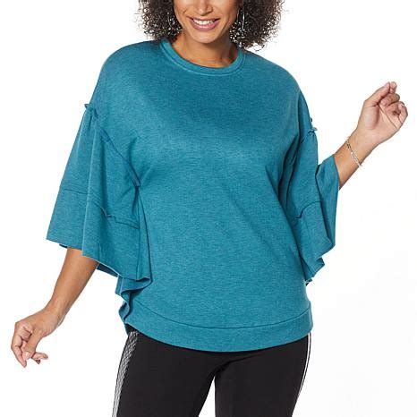 Dg2 Diane Gilman Sweatshirt Top Heather Grey S French Terry Ruffled New