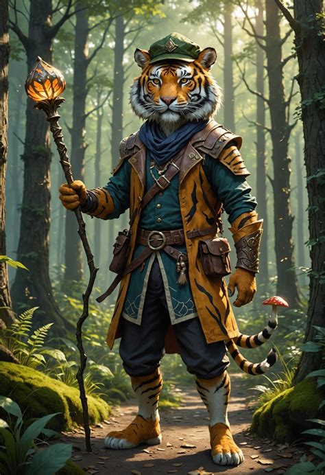 Fantasy Dnd Character Tiger Warrior In Woodland R Ai Art