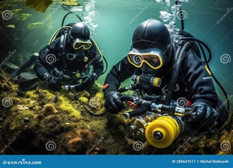 Special Forces Combat Divers Diving On Mission Underwater Stock