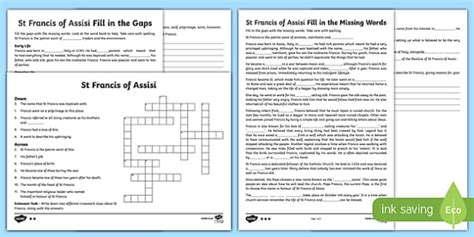 St Francis Of Assisi Differentiated Worksheet Worksheet Pack Worksheet
