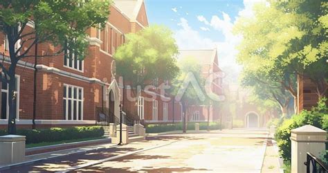 大学のキャンパス内イラスト No 24900101｜無料イラスト・フリー素材なら「イラストac」