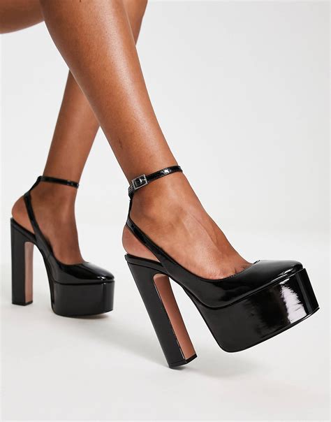 Asos Design Pronto Platform High Heeled Shoes In Black Asos