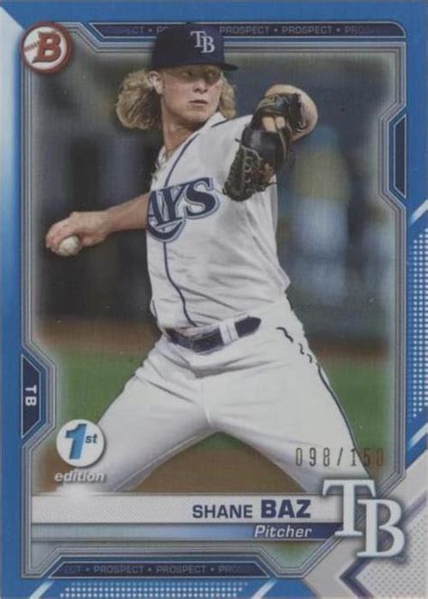 2021 Bowman 1st Edition Shane Baz Bfe 134 Blue Foil 150 Rc For