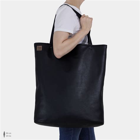 Large Tote Bag Shopper Bag Oversized Vegan Leather Black Etsy Uk