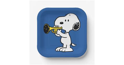 Peanuts Snoopy Trumpet Player Paper Plates Zazzle