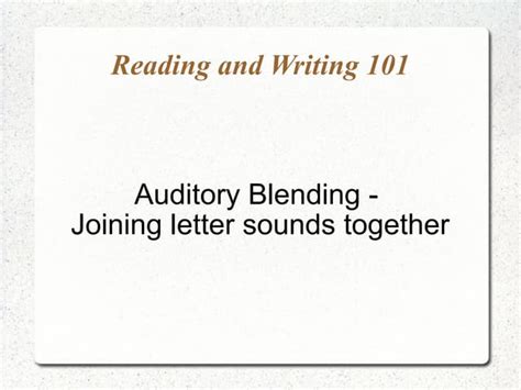 Upper Primary Auditory Blend Ppt