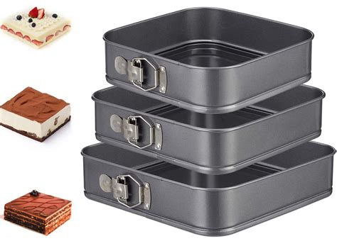 Springform Cake Pan Square 9 5inch 10inch 11inch Set Of 3 Non Stick Leakproof Cake Baking Pans