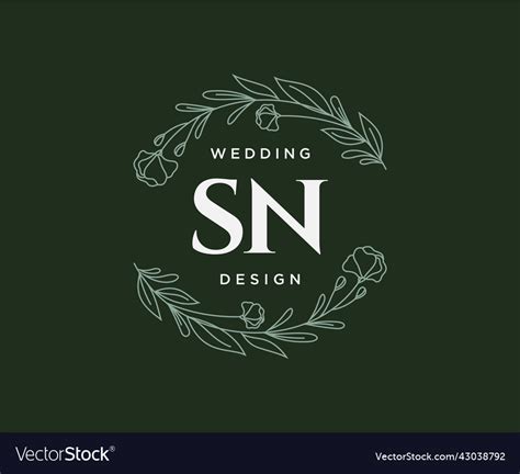 Sn Initials Letter Wedding Monogram Logos Vector Image
