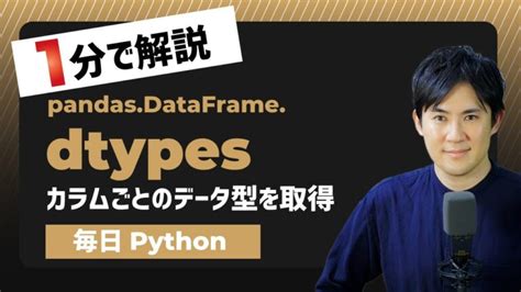 【毎日python】pythonで絡むごとのデータ型を取得する方法｜dtypes pythonちゃん