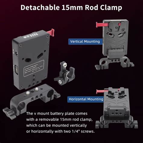 Getuscart Nitze V Mount Battery Plate With 15mm Rod Clamp And