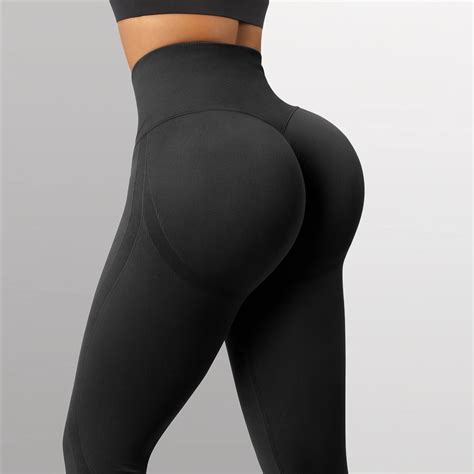 Ruuhee Seamless Leggings Solid Scrunch Butt Lifting Booty High Waisted