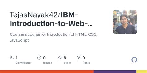 GitHub TejasNayak IBM Introduction To Web Development With HTML CSS JavaScript Coursera