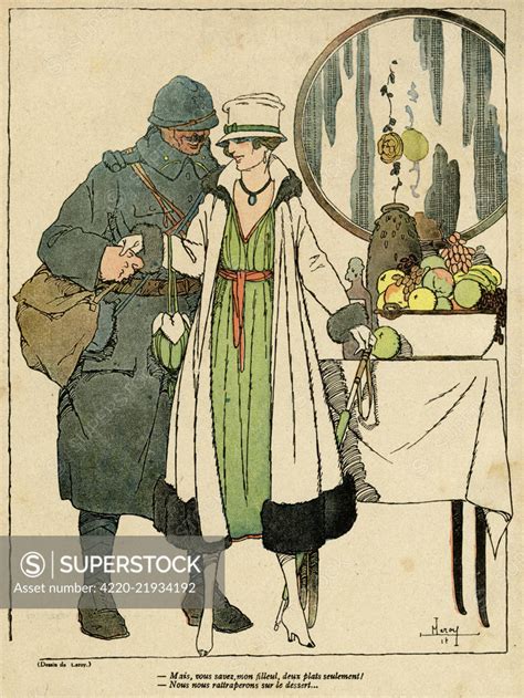 Cartoon Soldier And Godmother With Fruit She Reminds Him About The