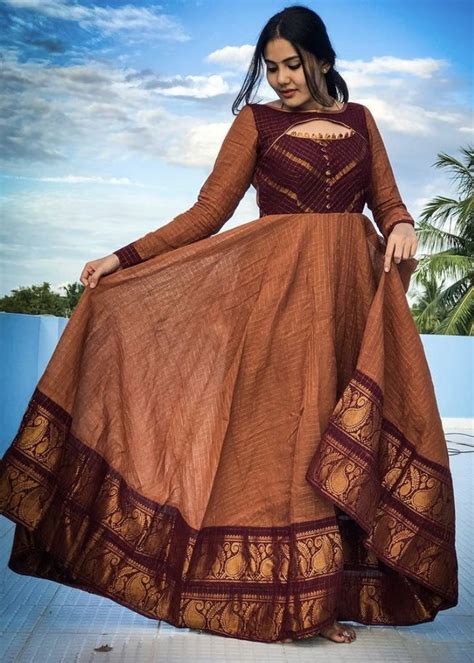 Border Saree Gown Design Cotton Saree Gown Design Long Frock