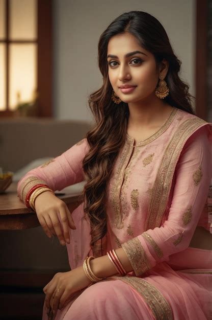 Indian Girl In Saree Premium Ai Generated Image