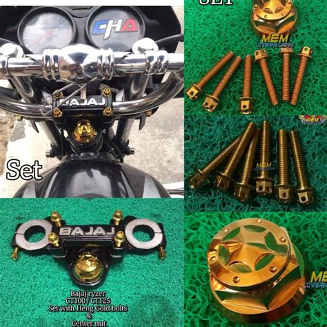 Bajaj Ryzer Ct100 Ct125 Lowering Crown Set With Heng Gold Bolts