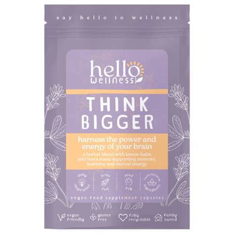 Hello Wellness Think Bigger Brain Support 60 Capsules Plantx Uk