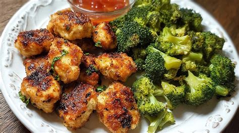 Air Fryer Chicken Bites And Broccoli