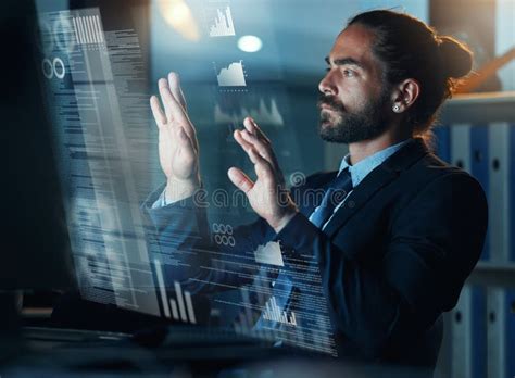 Hologram And Tech Data Of A Business Man With Ai And Metaverse