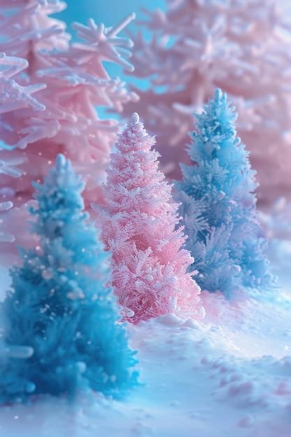 Frosted Trees In Snow Premium Ai Generated Image