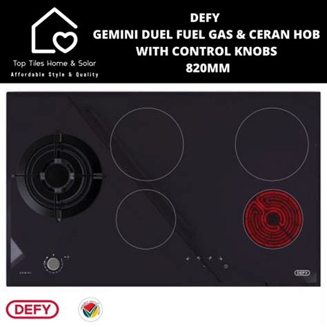 Defy Gemini Duel Fuel Gas And Ceran Hob With Control Knobs 820mm Dhg90