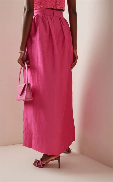 Hot Pink Pleated Maxi Skirt