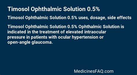 Timosol Ophthalmic Solution 05 Uses Dosage Side Effects Food