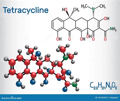Tetracycline Antibiotic Drug Molecule Structural Chemical Formula And