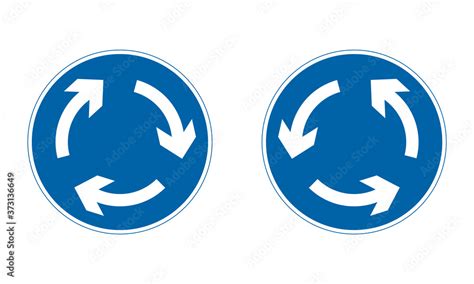 Roundabout Traffic Sign Vector Illustration Of Traffic Circle Road Sign Circular Intersection