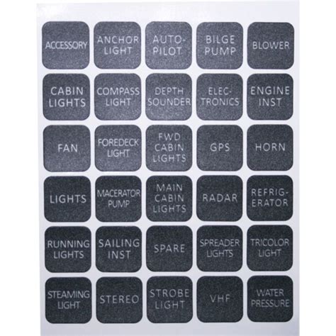 Waterline Spare Label Set For Switch Panel