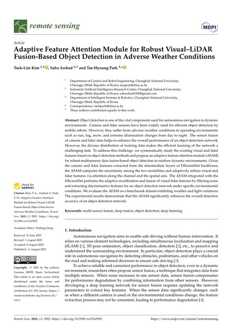 Pdf Adaptive Feature Attention Module For Robust Visuallidar Fusion