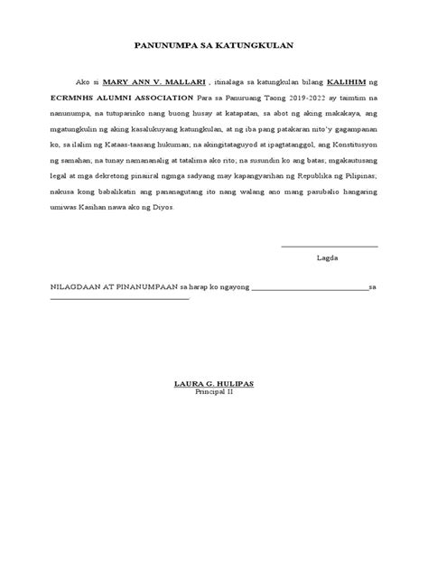 Panunumpa Sa Katungkulan Pdf