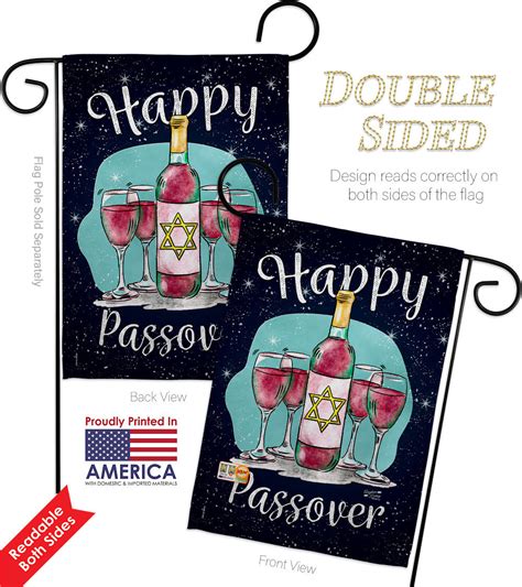 Happy Passover Inspirational Faith And Religious Garden Flag 13 X 185 X 01 Modern Flags