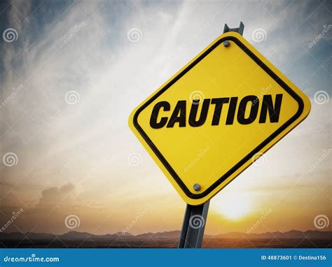 Caution Road Sign Stock Image 48873601