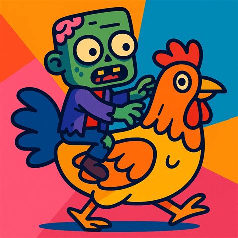 Zombie Riding A Chicken Vibrant And Playful Emoji Ai Emoji Generator